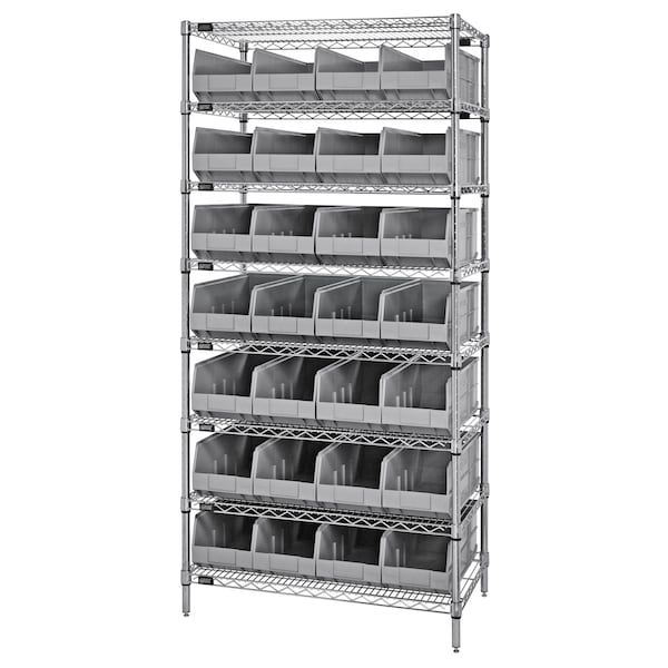 Quantum Storage Systems Stackable Shelf Bin Steel Shelving Systems WR8-423GY | Zoro